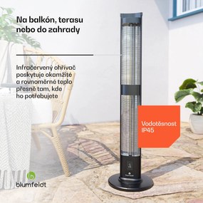 Blumfeldt BlazeTower nfračervený ohřívač, 3000 W, pro venkovní prostor, 3 úrovně, IP45, dálkové ovládání, časovač