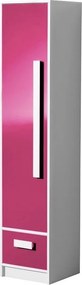 Casarredo - Komfort nábytek Dětská šatní skříň GULLIWER 4 policová, výběr barev | barva: dom-růžová-lesk,Vyberte si barvu úchytu:: dom-uch-fialová