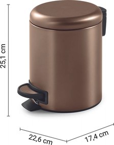 Gedy Gedy, POTTY odpadkový koš 3l, Soft Close, měď mat, 320982