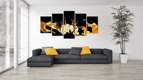 Malvis ® Zlatá abstrakce s růží Velikost: 150x75 cm