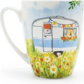 Porcelánový hrnek Prázdniny v karavanu, 350 ml – retro karavan, hrnek pro cestovatele a karavanisty