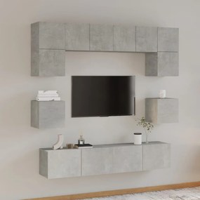 8dílný set TV skříněk betonově šedý kompozitní dřevo 3114409