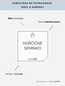 Samolepka na kořenky HOŘČIČNÉ SEMÍNKO bílá 5 × 5 cm základní písmo