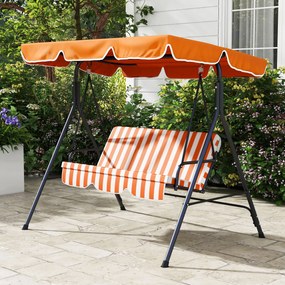 Outsunny zahradní houpačka pro venkovní použití, 3 osoby, s nastavitelnou střechou a ocelovým rámem, 172 x 110 x 153 cm, Oranžová