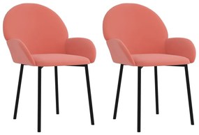 Jídelní židle 2 ks růžové samet - Default Title