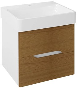 Sapho, MEDIENA umyvadlová skříňka 57x50,7x48,5cm, bílá matná/dub natural, MD062
