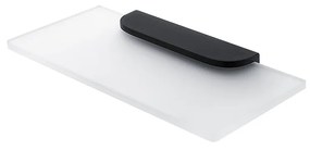 Polička do koupelny na mobil a drobnosti skleněná, sklo bílé extra čiré matné, černý úchyt, 20 cm NIMCO NIKAU černá NKC 30091B-20-90