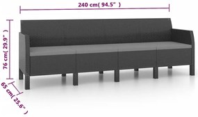 vidaXL Marketos 2dílná zahradní sedací souprava podušky PP ratan antracitová