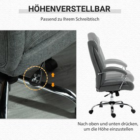 Ergonomická výškově nastavitelná kancelářská židle Vinsetto s funkcí houpání v šedé barvě pro kancelář a domácí kancelář | Aosom.de