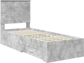 Rám postele se zásuvkou Betonově šedá a stříbrná 70 x 190 cm 3411371