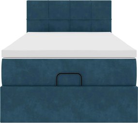 Osmanský rám postele s matrací tmavě modrá 90x200cm samet 3312600