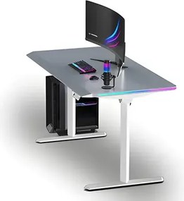 ULTRADESK Quest bílá šedá / Herní stůl / 140 x 70 cm / 72-120 cm / ele