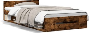 Rám postele se zásuvkou kouřový dub 100x200 cm kompozitní dřevo 3280794