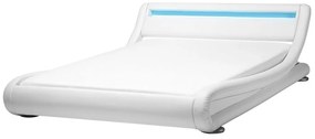 Vodní postel bílá ekokůže LED 180 x 200 cm AVIGNON Beliani