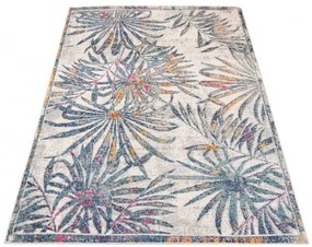 Kusový koberec DENVER G051B Květy listy modrý vícebarevný Rozměr: 180x250 cm