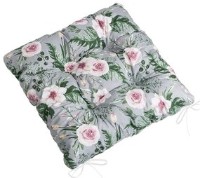 Bellatex Sedák Adéla prošívaný 40x40 cm Růže Růžová,Šedá,Zelená