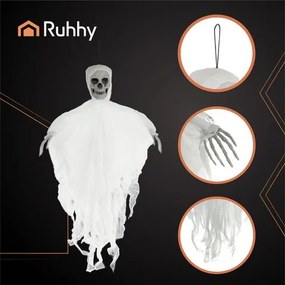 Dekorace Halloween visící kostra Ruhhy 26124, bílá