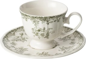 Bílý porcelánový šálek s podšálkem Vintage Blossom - 9*9*7 cm
