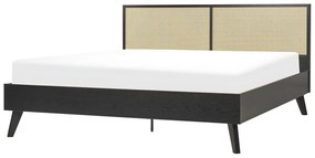 Ratanová postel 180 x 200 cm černá MONPAZIER Beliani