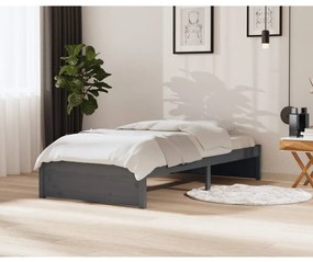 Rám postele šedý masivní dřevo 100 x 200 cm,  814941