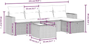 6dílná zahradní sedací souprava s poduškami černá polyratan 3263472