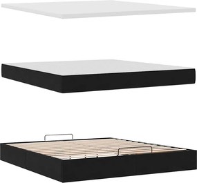 Osmanský rám postele s matrací černá 180x200cm samet 3312712