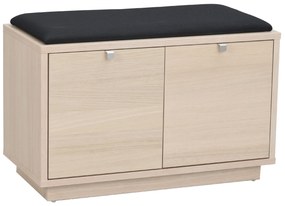 ROWICO Světle hnědá dřevěná lavice CONFETTI s černým sedákem 70 cm 103759