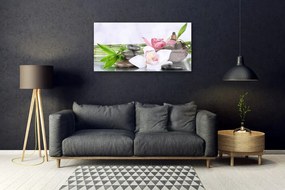 Obraz na skle Orchidej Kameny Bambus 120x60 cm