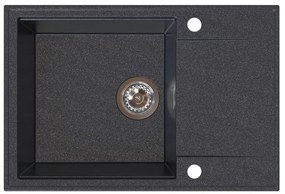Sink Quality Sink55, kuchyňský granitový dřez 680x460x215 mm, černá skvrnitá, SKQ-SINK.B.1KDO