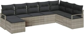 Set pohovek 8 ks Světle šedá polyratan 3346502