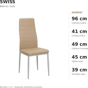 Jídelní židle SWISS - ekokůže, béžová / šedá
