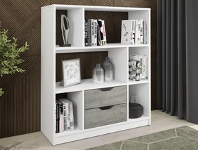 Nízký regál/knihovna Sten Mini, bílá/šedý beton