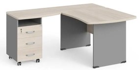 Rohové pracovní místo Manager 140 x 160 cm, levé, akát světlý / šedá