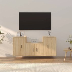 3Dílný Set Tv Skříněk Kompozitní Dřevo - Kouřový dub