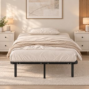 HOMCOM postel 120 × 190 cm s roštem a úložným prostorem, černá