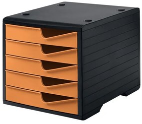 Třídící box, 5 zásuvek, černá/oranžová