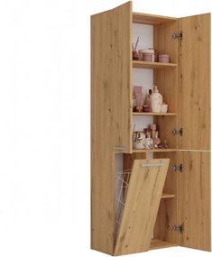Koupelnový sloupek s košem na prádlo NEL 1K DD dub artisan