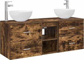 Sada koupelnových skříněk 3 ks Kouřový dub 49,5 x 41 x 64,5 cm 3405807