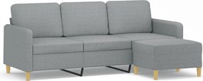 3místná pohovka s podnožkou světle šedá 180 cm textil 3201192