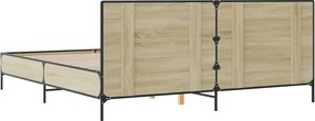 Rám postele dub sonoma 200 x 200 cm kompozitní dřevo a kov 3280018
