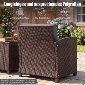 Costway 3-dílný. Ratanová sada Gartenmöbel inkl. 2 Sessel a 1 Beistelltisch