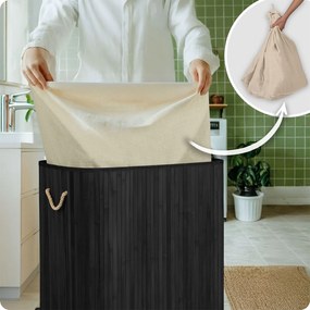 Bambusový koš na prádlo s víkem 150 l ekologický a moderní design Massido