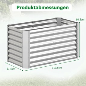 Costway Vyvýšený záhon kovový obdélníkový květináč – 119,5 × 61,5 × 60,5 cm