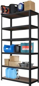 Fistar Regál 220x90x40 cm kovový lakovaný 6-policový, nosnost 1050 kg - ČERNÝ