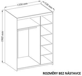 EVERLY 3DN šatní skříň se zrcadlem + nástavec, bílá