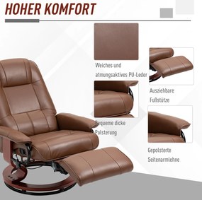 HOMCOM otočné polohovací křeslo, TV polohovací křeslo s funkcí polohování, opěrka nohou, polohovací křeslo s područkou, do obývacího pokoje, ložnice,…