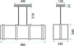 Toolight Toolight, závěsné svítidlo 4xE27 APP1577-5C, černá-hnědá, OSW-03608