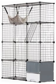VEVOR Velká 4patrová klec pro kočky 41 x 14 x 55" kovový drátěný kryt pro kočky s houpací sítí