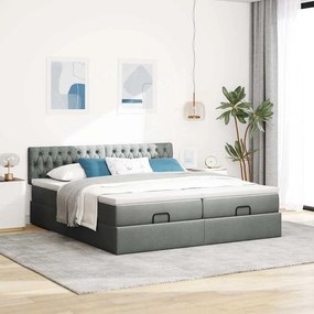Osmanský rám postele s matrací tmavě šedá 180x200cm textil 3312865
