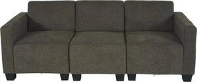 Modulární 3místná rozkládací pohovka Lyon, látka/textil ~ hnědá